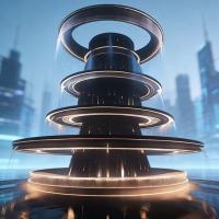China Multicolor LED Light up Circular Waterfall Fountain, Modern Outdoor Tiered Water Feature with Pump for sale