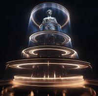 China Multicolor LED Light up Circular Waterfall Fountain, Modern Outdoor Tiered Water Feature with Pump for sale