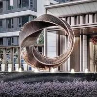 China Custom Geometric Stainless Steel Sculpture with Brush Technique Irregular Shape for Modern Art in Residential & Commercial Use for sale