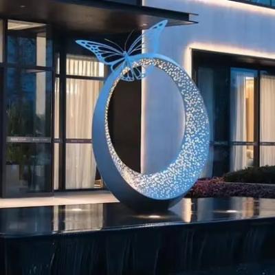 China Polished Stainless Steel Circle Monument Grand Statement Piece For Hotel Atriums for sale