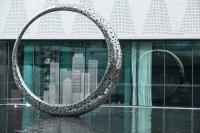 China Polished Stainless Steel Circle Monument Grand Statement Piece For Hotel Atriums for sale
