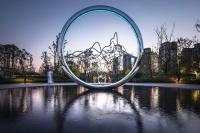 China Eco Friendly Modern Stainless Steel Sculpture With Brush Technique Interactive Design for sale