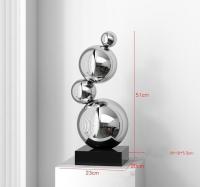 China Minimalist Modern Sphere Niche Desktop Geometric Stainless Steel Sculpture Artwork Model House Living Room Decoration Ornaments for sale
