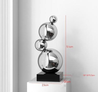 China Minimalist Modern Sphere Niche Desktop Geometric Stainless Steel Sculpture Artwork Model House Living Room Decoration Ornaments for sale