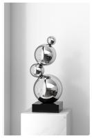 China Minimalist Modern Sphere Niche Desktop Geometric Stainless Steel Sculpture Artwork Model House Living Room Decoration Ornaments for sale