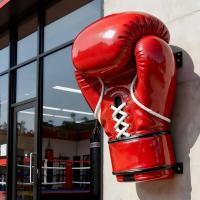China Giant Red Resin Modern Handicraft Boxing Glove Wall Mount for sale