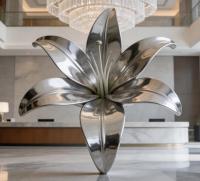 China Custom Stainless Steel Lotus Flower Sculpture Art Installation Outdoor Decorative Modern Garden Yard Decoration for sale