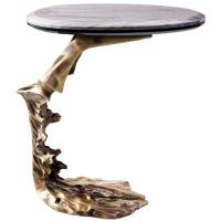China Artistic Flowing Metal Base Side Table With Natural Marble Top Stainless Steel Stone Fusion for sale