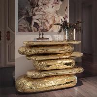 China Stacked Golden Hammered Texture Stainless Steel Art Ornaments Modern Home Decor Sculptures for sale