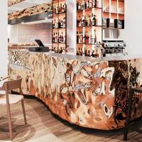 China Hotel Lounge 3D Water Wave Texture Stainless Steel Sculpture Bar Table for sale