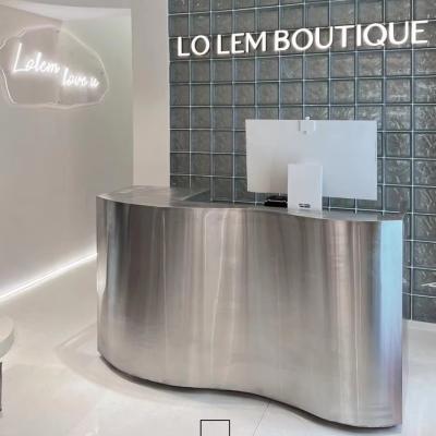 China Custom Geometric Water Wave Stainless Steel Bar Art Furniture for sale