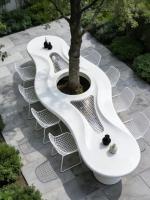 China Custom Minimalist Sculpture Tree Benches For Hotels Real Estate Developments Tree Bench for sale