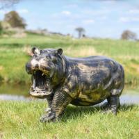 China Outdoor Park Decor Copper Metal Hippo Statue Sculpture Outdoor Bronze Animal Sculpture Metal Crafts for sale