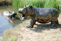 China Outdoor Park Decor Copper Metal Hippo Statue Sculpture Outdoor Bronze Animal Sculpture Metal Crafts for sale
