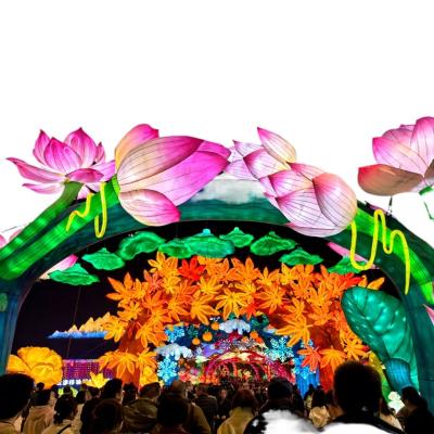 China Outdoor decorative LED lanterns for Chinese Mid-Autumn Festival with vivid Chinese lotus designs for sale