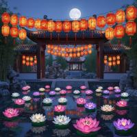 China Outdoor decorative LED lanterns for Chinese Mid-Autumn Festival with vivid Chinese lotus designs for sale