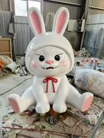 China FRP-TIR2026 Series Fiberglass Rabbit Sculpture with Lion Dance Hat - Premium FRP Material, All-Weather Usability, Exclusive IP Design for sale