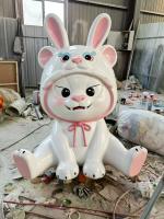 China FRP-TIR2026 Series Fiberglass Rabbit Sculpture with Lion Dance Hat - Premium FRP Material, All-Weather Usability, Exclusive IP Design for sale