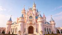 China 8m Large European Fairytale Castle Sculpture in Fiberglass Resin with Pastel-Colored Details for sale