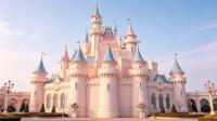 China 8m Large European Fairytale Castle Sculpture in Fiberglass Resin with Pastel-Colored Details for sale