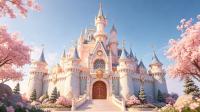 China 8m Large European Fairytale Castle Sculpture in Fiberglass Resin with Pastel-Colored Details for sale
