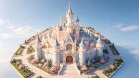 China 8m Large European Fairytale Castle Sculpture in Fiberglass Resin with Pastel-Colored Details for sale