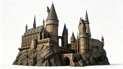China 3.5M High Gothic Castle Model with 8K High-Precision Modeling and Durable Fiberglass Acrylic Wizard College Sculpture for sale