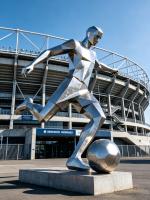 China Modern Stainless Steel Football Trophy Sculpture with Customized Design and Weather Resistant Finish for sale