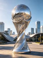 China Modern Stainless Steel Football Trophy Sculpture with Customized Design and Weather Resistant Finish for sale