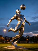 China Modern Stainless Steel Football Trophy Sculpture with Customized Design and Weather Resistant Finish for sale