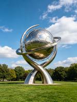 China Modern Stainless Steel Football Trophy Sculpture with Customized Design and Weather Resistant Finish for sale