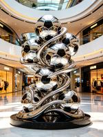 China Modern Stainless Steel Football Trophy Sculpture with Customized Design and Weather Resistant Finish for sale