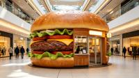 China Giant Hamburger Kiosk with Hand Forging/Laser Cutting and RGB DMX 512 Lighting in Durable Fibergrass Material for sale