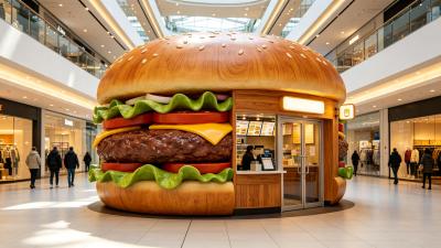 China Giant Hamburger Kiosk with Hand Forging/Laser Cutting and RGB DMX 512 Lighting in Durable Fibergrass Material for sale