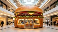 China Giant Hamburger Kiosk with Hand Forging/Laser Cutting and RGB DMX 512 Lighting in Durable Fibergrass Material for sale