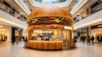 China Giant Hamburger Kiosk with Hand Forging/Laser Cutting and RGB DMX 512 Lighting in Durable Fibergrass Material for sale