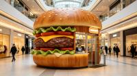 China Giant Hamburger Kiosk with Hand Forging/Laser Cutting and RGB DMX 512 Lighting in Durable Fibergrass Material for sale