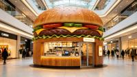 China Giant Hamburger Kiosk with Hand Forging/Laser Cutting and RGB DMX 512 Lighting in Durable Fibergrass Material for sale