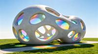 China Custom Size Outdoor Weather-Resistant FRP Sculpture with Dynamic Rainbow Light Shadow Art for Landscape Design for sale