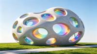 China Custom Size Outdoor Weather-Resistant FRP Sculpture with Dynamic Rainbow Light Shadow Art for Landscape Design for sale