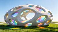 China Custom Size Outdoor Weather-Resistant FRP Sculpture with Dynamic Rainbow Light Shadow Art for Landscape Design for sale