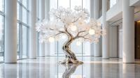 China Mirror Polished Stainless Steel Tree Sculpture with Cool White LED Lighting and Customizable Height and Size for sale