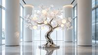 China Mirror Polished Stainless Steel Tree Sculpture with Cool White LED Lighting and Customizable Height and Size for sale