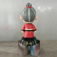 China Life Size Q Version Ancient Warrior Resin Sculpture with High-Grade Solid Resin Material and Customizable Design for sale