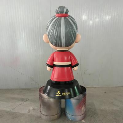 China Life Size Q Version Ancient Warrior Resin Sculpture with High-Grade Solid Resin Material and Customizable Design for sale