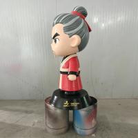 China Life Size Q Version Ancient Warrior Resin Sculpture with High-Grade Solid Resin Material and Customizable Design for sale