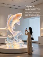 China Luminous Iridescent Glazed Interactive Koi Fish FRP Sculpture with Customized Color for sale