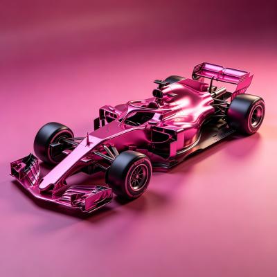 China 1:1 Life Size F1 Racing Car Sculpture with High-Gloss Magenta Paint and Durable Fiberglass Material for sale
