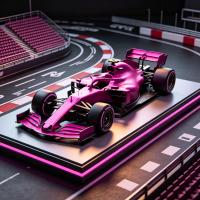 China 1:1 Life Size F1 Racing Car Sculpture with High-Gloss Magenta Paint and Durable Fiberglass Material for sale