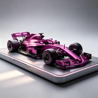 China 1:1 Life Size F1 Racing Car Sculpture with High-Gloss Magenta Paint and Durable Fiberglass Material for sale